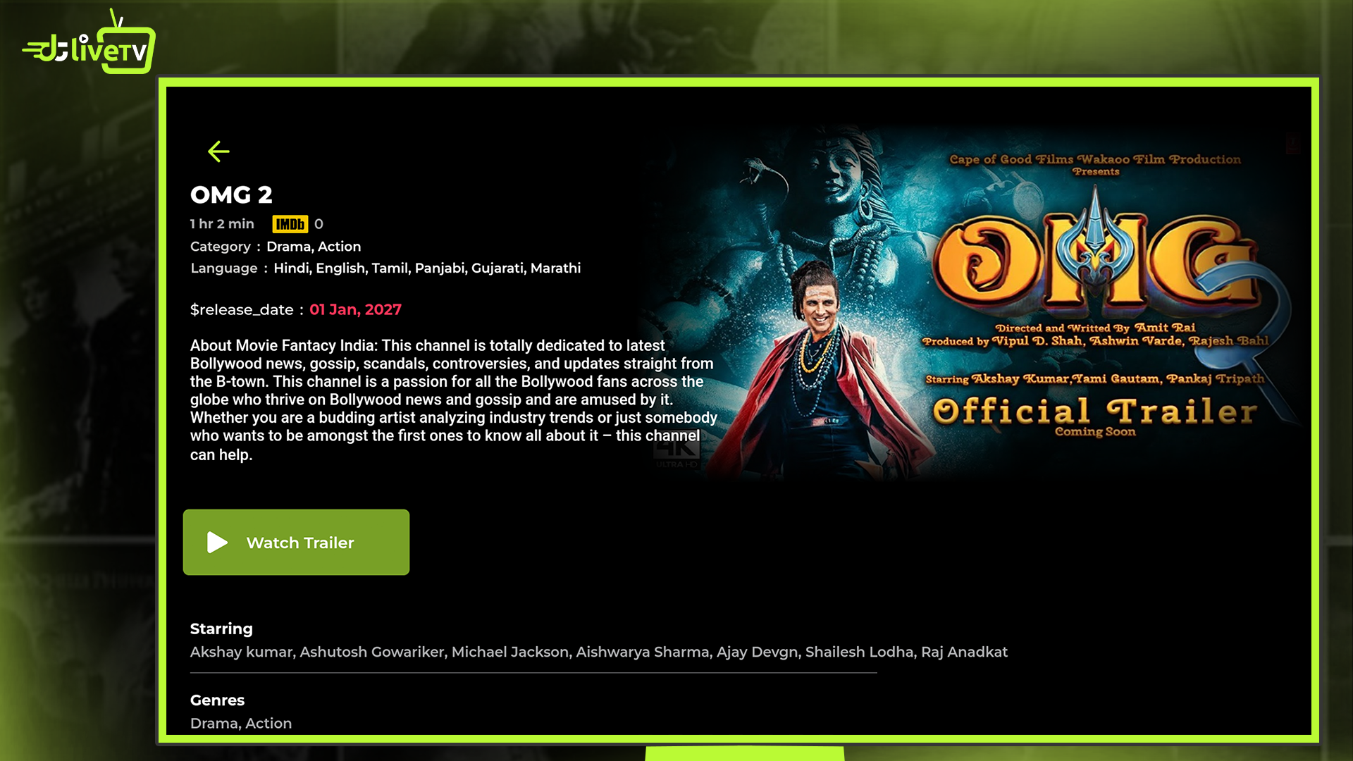 DTLiveTV - Flutter Android TV App - Movies – TV Series – Live TV - Channels - OTT - Admin Panel ...